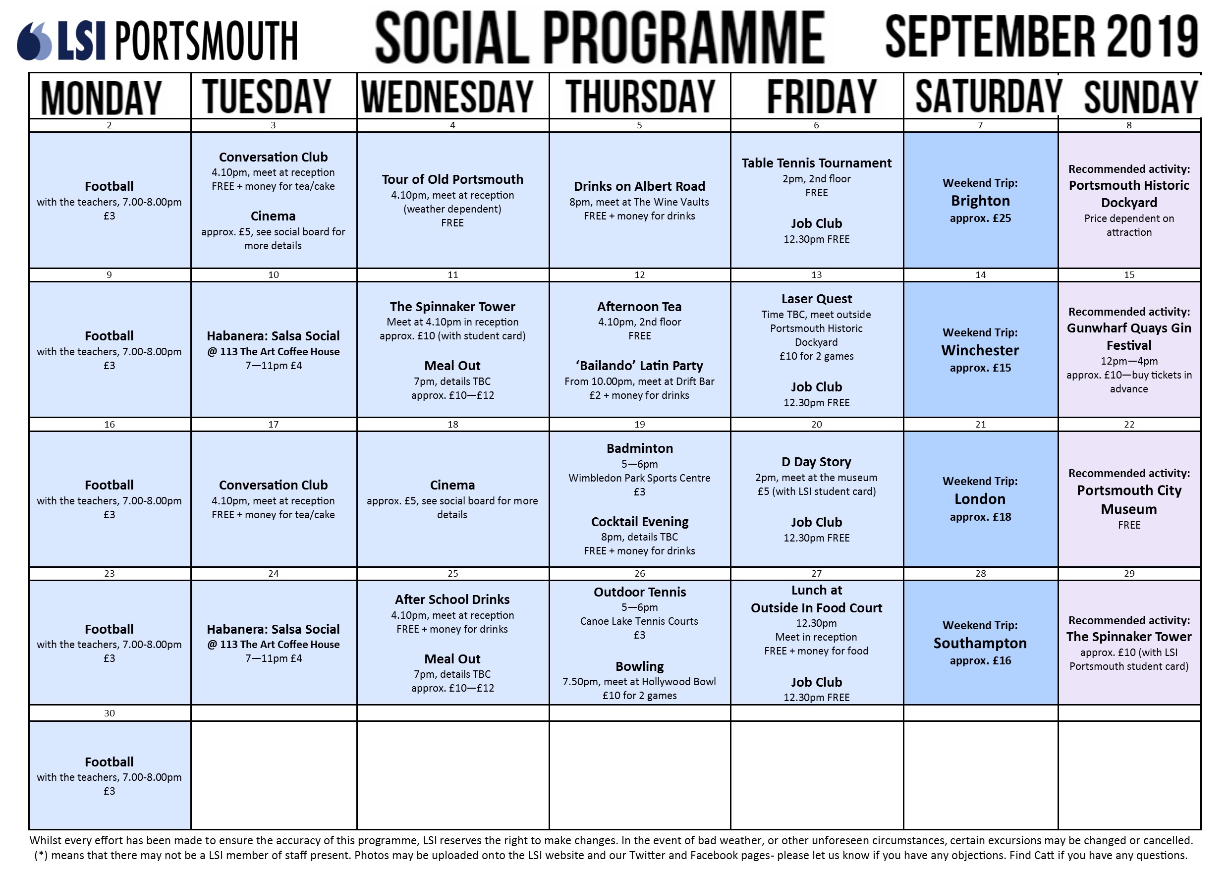 Social Programme | Fun with English! | LSI Portsmouth