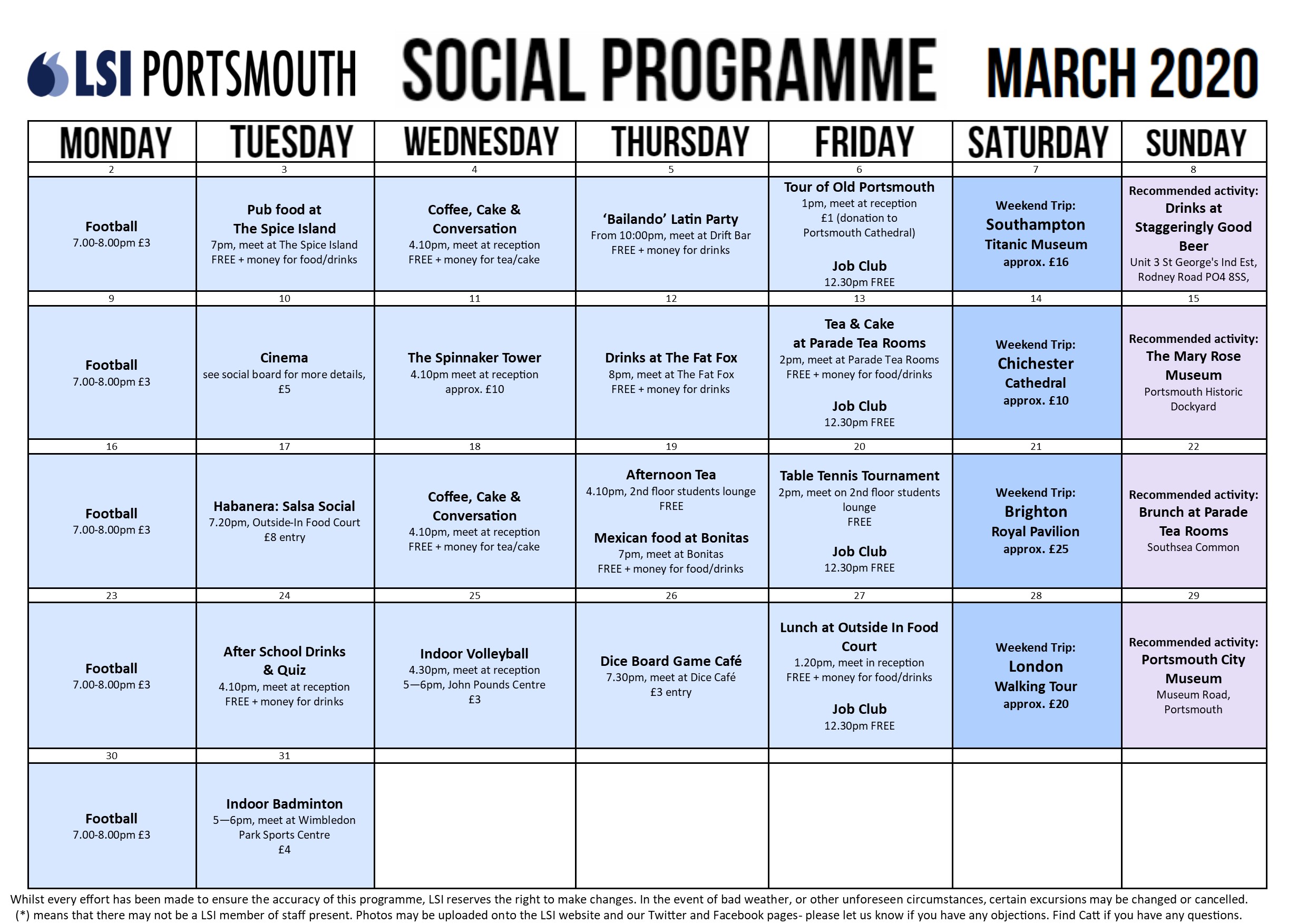 Social Programme | Fun with English! | LSI Portsmouth
